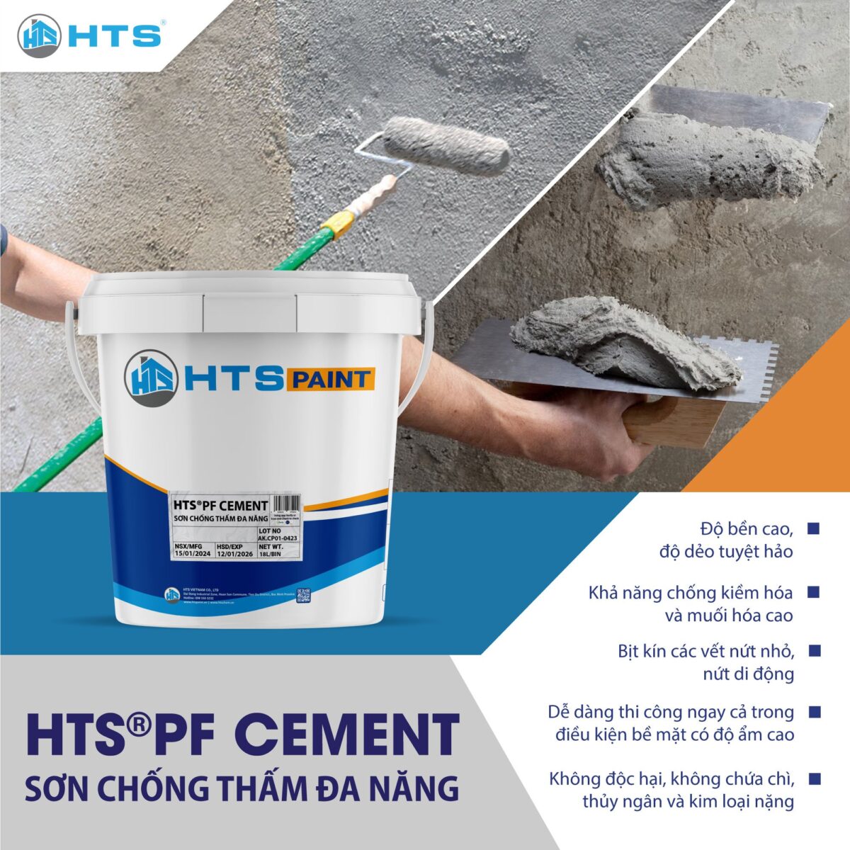 SƠN CHỐNG THẤM ĐA NĂNG PF CEMENT - HTS Paint - Chuyên gia sơn công nghiệp